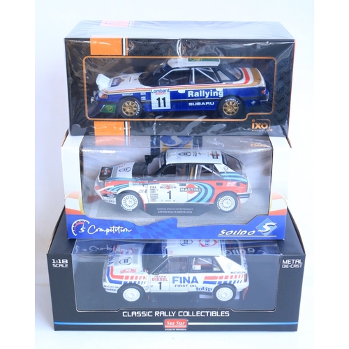 Three good quality 1/18 scale diecast rally car models, all 1991 themed ...