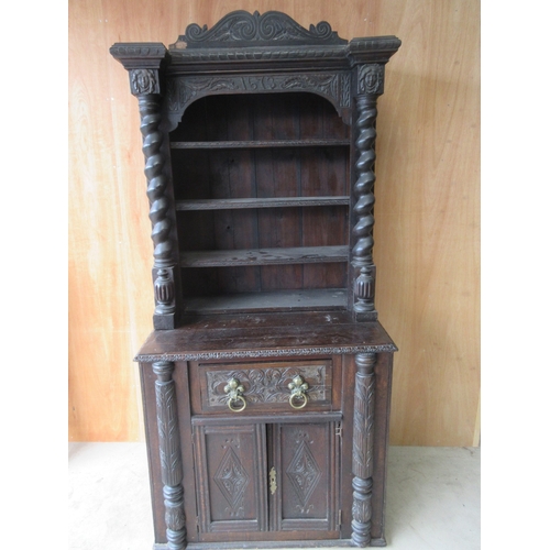 Newburgh Priory - carved oak side cabinet, oak leaf carved cornice ...