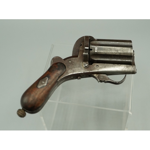 English made 7mm pinfire six shot pepperbox pocket pistol, 2" multi ...