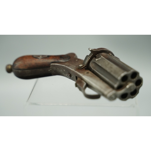 English made 7mm pinfire six shot pepperbox pocket pistol, 2" multi ...