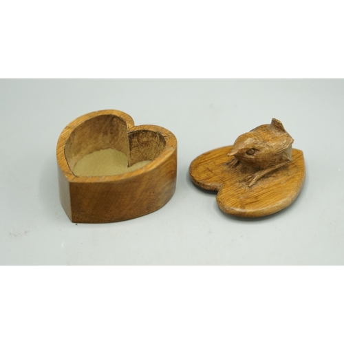 Bob Wrenman Hunter of Thirlby - an oak heart shaped trinket or ring box ...