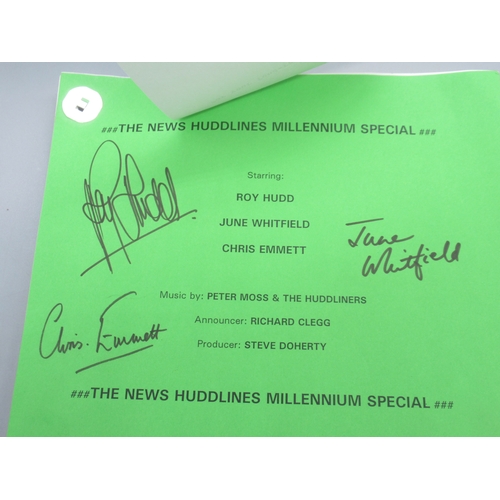 The News Huddlines Millennium Special Script, signed with Compliment ...