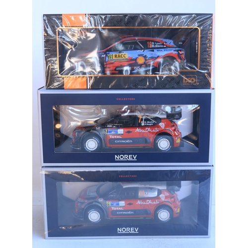 Three 1/18 scale WRC rally car models spanning the 2017-19 racing ...