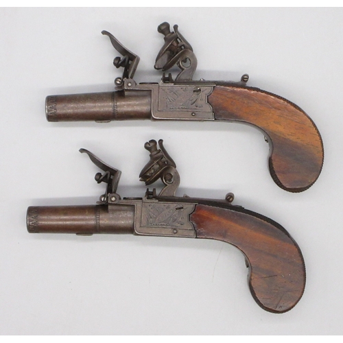 Cased by of flintlock pocket pistols with folding triggers by Brunn ...