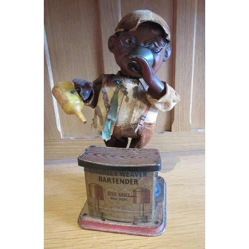 Japanese tinplate, plastic and fabric 'Charlie Weaver Bartender ...