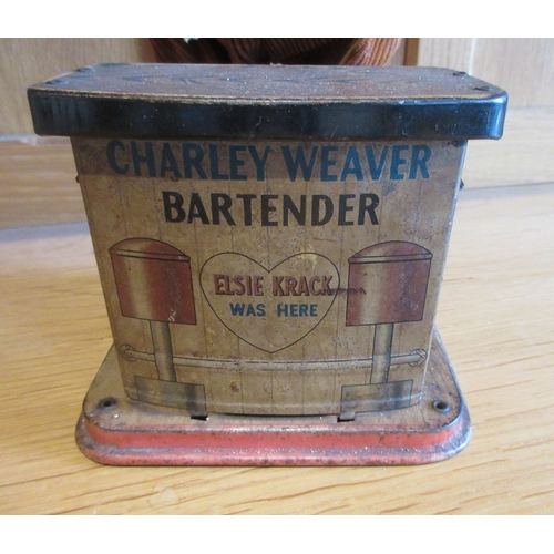 Japanese tinplate, plastic and fabric 'Charlie Weaver Bartender ...