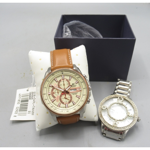 Casio Edifice WR100 chrome quartz chronograph wristwatch with date on ...