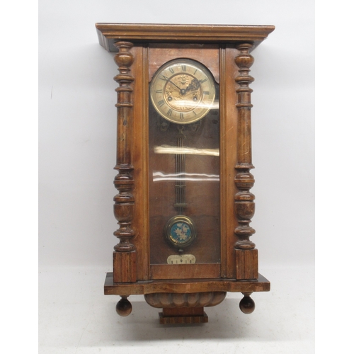 Junghans, 20th Century walnut Vienna type wall clock, 5 3/4" embossed ...