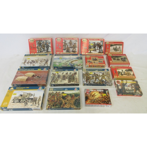 Collection of boxed military Airfix/Italeri/ Miniatures Valiant model ...