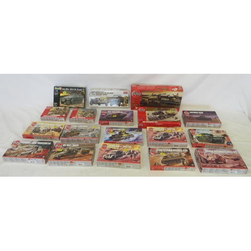 Mixed collection of boxed military model kits, mostly tanks/armoured ...