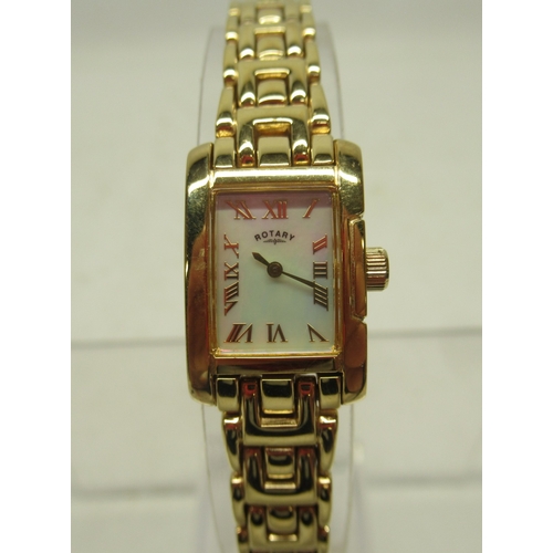 Rotary Savannah, ladies gold plated quartz wristwatch on matching fancy ...