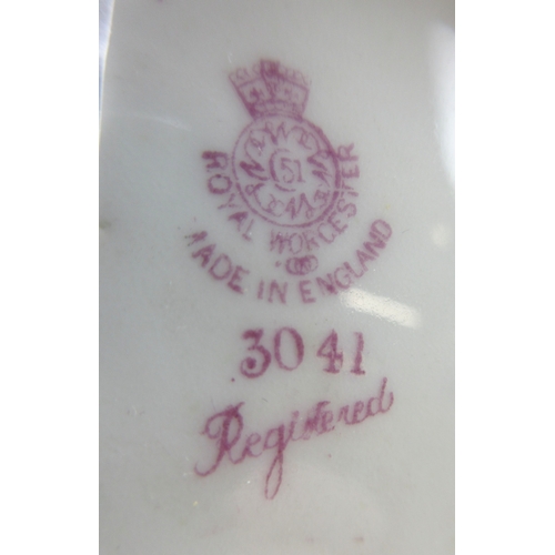 Royal Worcester '3041' pattern porcelain trumpet vase with green body ...