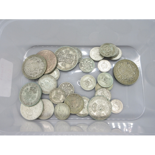 Collection Post 1920/Pre-1947 GB silver content to inc. half-crowns, 2 ...
