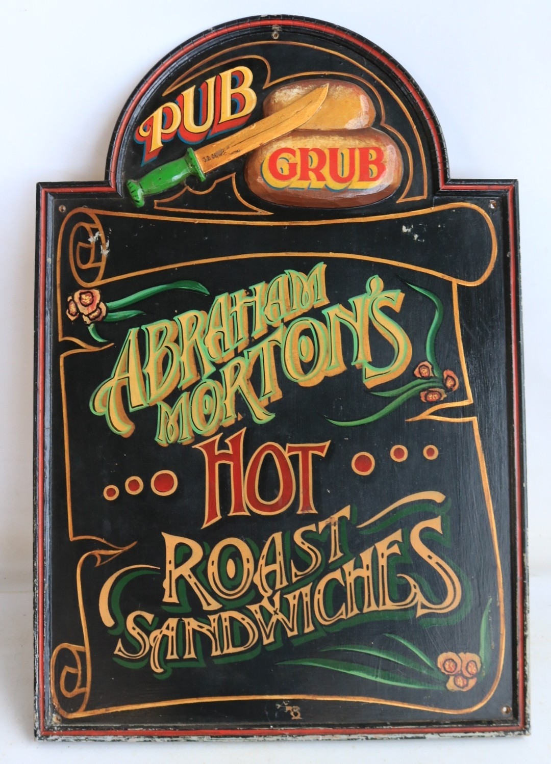 'Pub Grub Abraham Morton's Hot Roast Sandwiches' wood sign 92cm x 61 cm ...