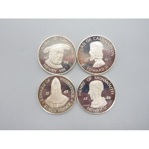 Four Investiture Caernarvon Castle Silver medals of Edward II, Black ...