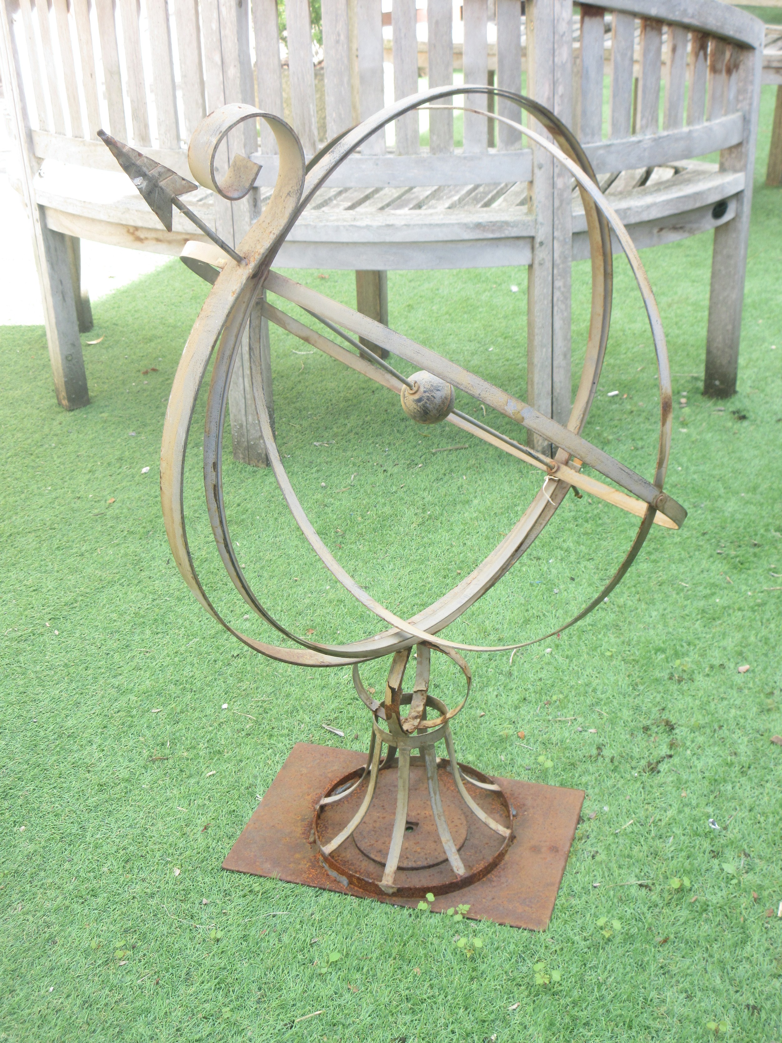 Armillary sphere garden ornament, consisting of spherical framework or ...