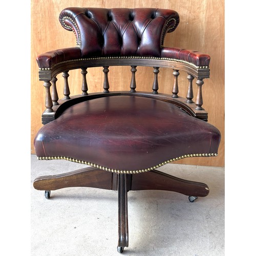 Victorian style red leather Captains swivel chair, W60cm D56cm H83cm ...