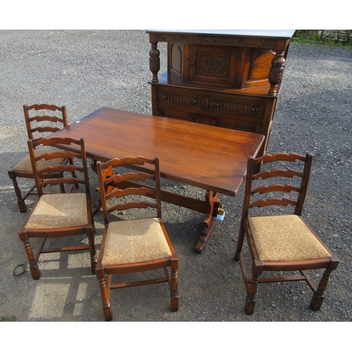 Reproduction oak dining suite comprising; rectangular dining table ...