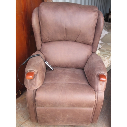 Timotion electric Rise & Recline arm chair, upholstered in brown faux ...