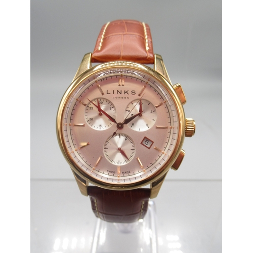 Links of London, rose gold plated quartz chronograph wristwatch with ...