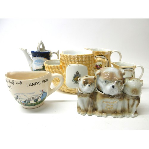 Collection of early 20th Century crested ware and lucky white heather ...