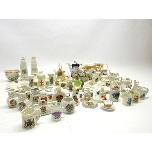Collection of early 20th Century crested ware and lucky white heather ...