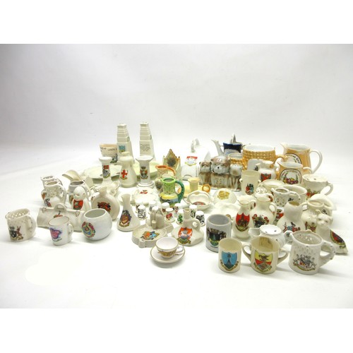 Collection of early 20th Century crested ware and lucky white heather ...