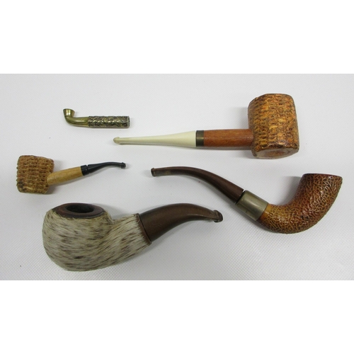 Selection of pipes alongside caricature snuff jar & gentleman's cane ...