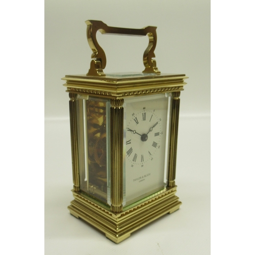 Taylor & Bligh, London, 8 day brass carriage clock timepiece, plain ...