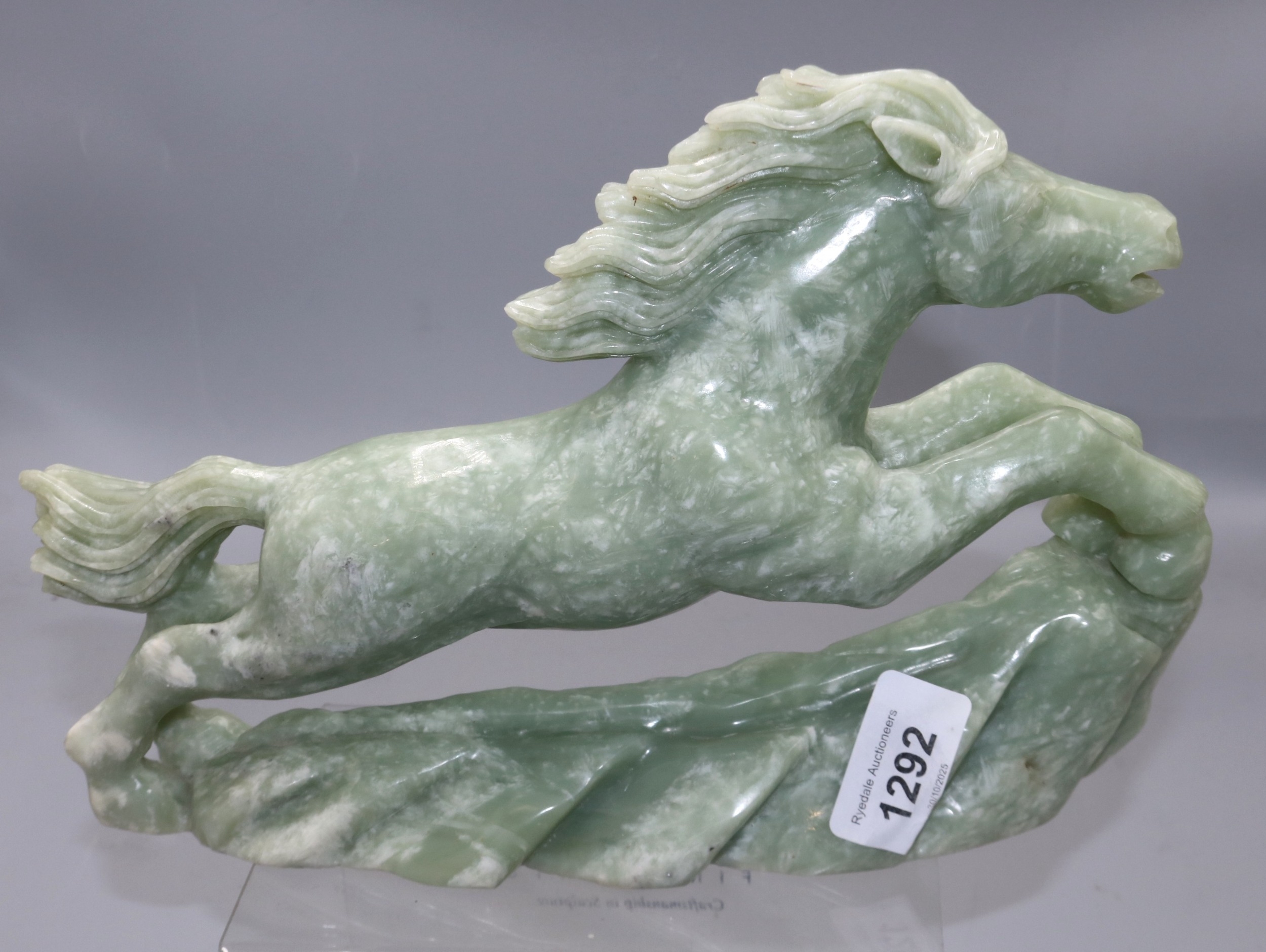 Carved jadeite figure of a horse, L26cm