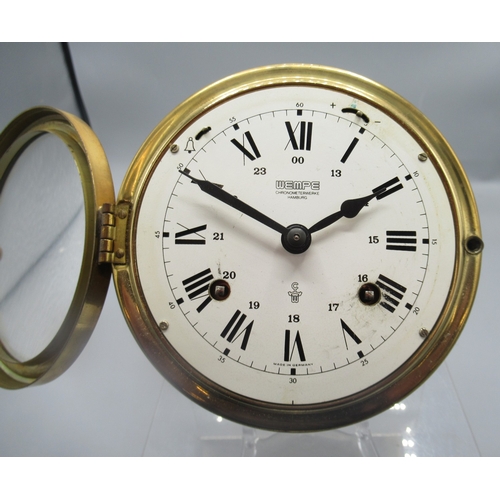 Wempe Chronometerwerke, Hamburg, 8 day brass bulkhead clock, 4 1/2 ...