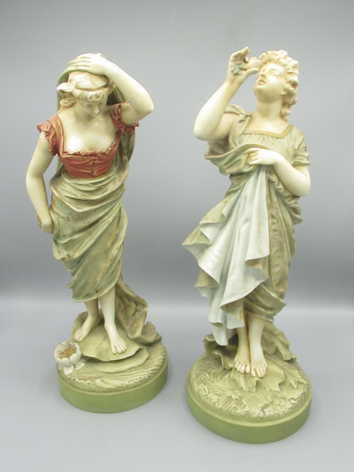 Robinson & Leadbeater bisque figure of a girl in flowing robes by a ...