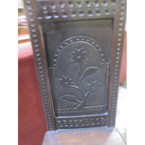 Victorian oak hall chair, floral carved back with acorn finials and ...