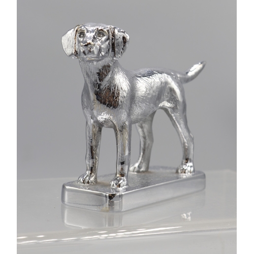 Louis Lejeune chromed metal standing Labrador car mascot, stamped on ...