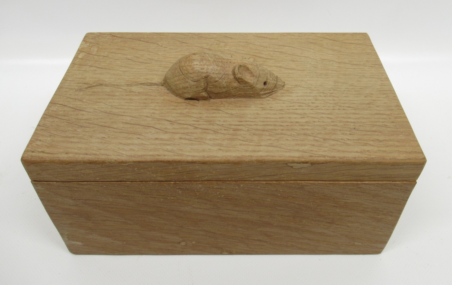 Robert Mouseman Thompson of Kilburn - an adzed oak rectangular trinket ...