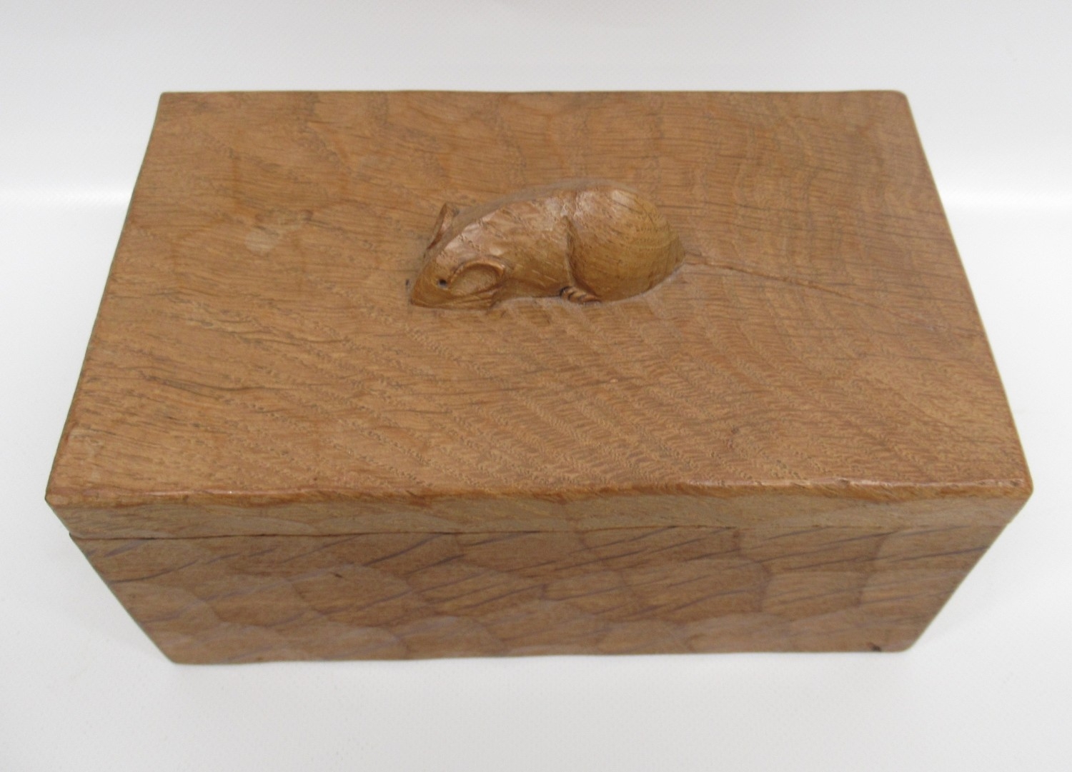 Robert Mouseman Thompson of Kilburn - an adzed oak rectangular trinket ...