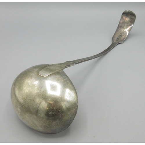 Victorian silver monogrammed fiddle pattern punch ladle with oval bowl ...