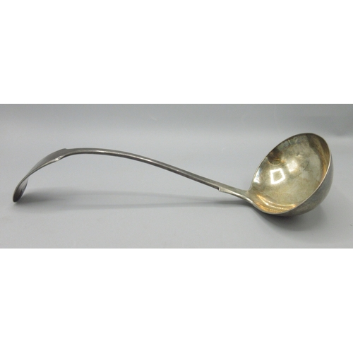 Victorian silver monogrammed fiddle pattern punch ladle with oval bowl ...