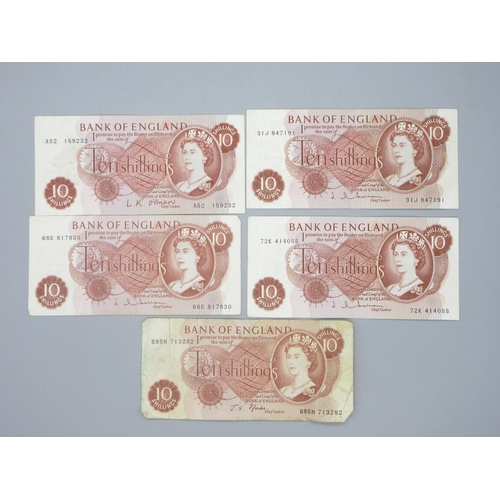 Collection of GB coins and banknotes to inc. 11 10 Shilling banknotes ...