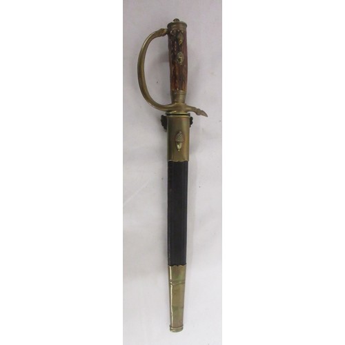 German hunting hanger with antler grip and acorn detailing, fluted ...