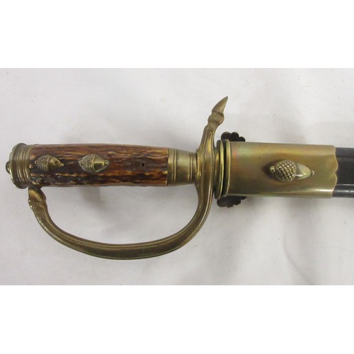 German hunting hanger with antler grip and acorn detailing, fluted ...