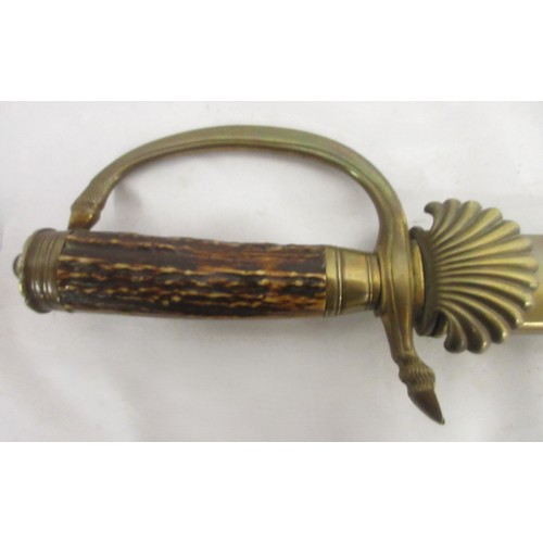German hunting hanger with antler grip and acorn detailing, fluted ...