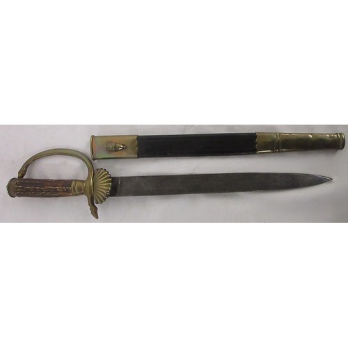 German hunting hanger with antler grip and acorn detailing, fluted ...