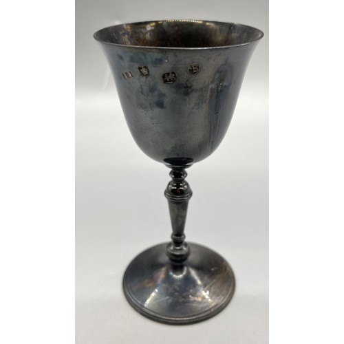 20th century silver goblet, stamped 'BD', Sheffield 1969, H14.5cm, 6 ...