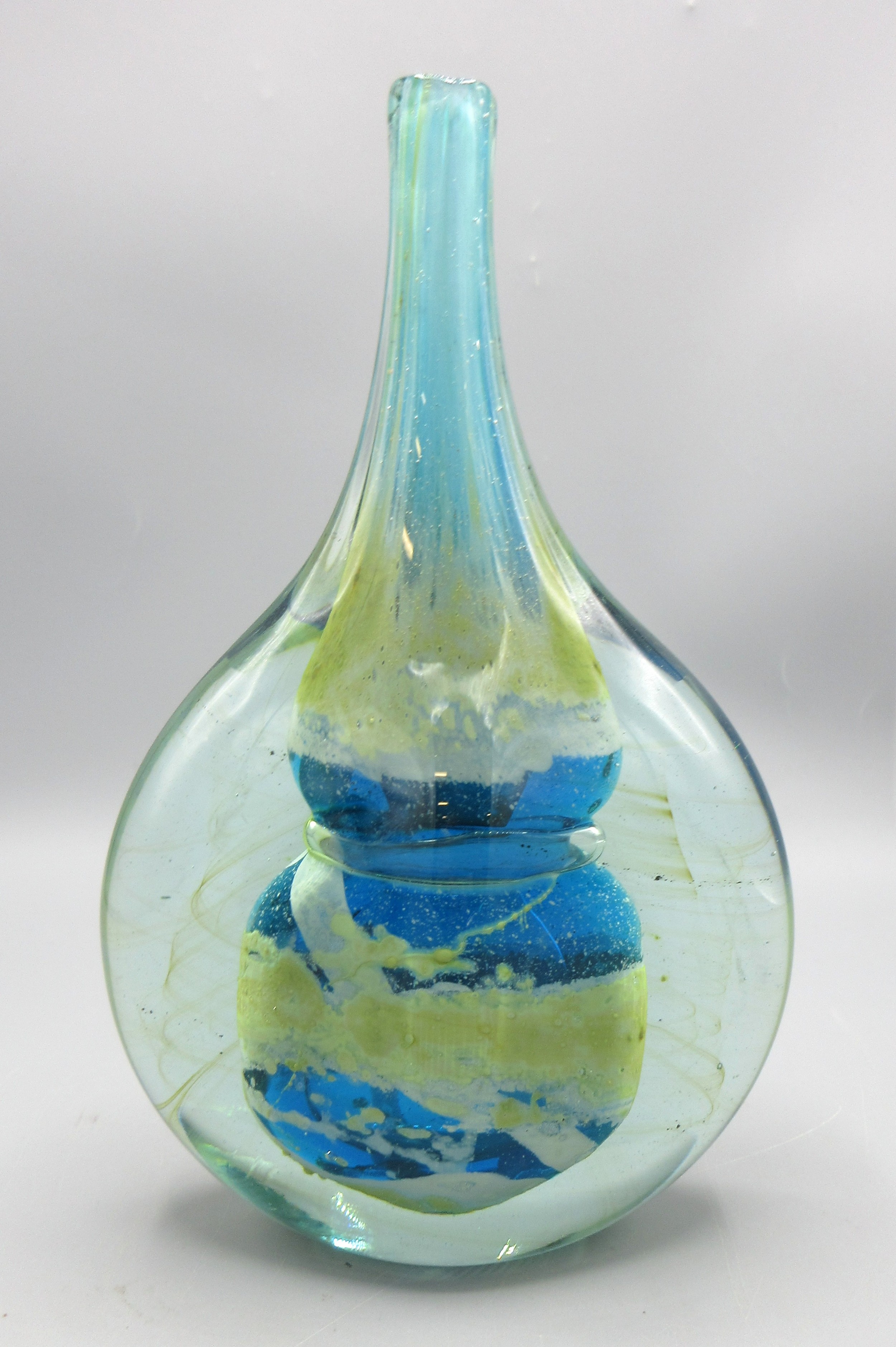 Mdina glassware, fish vase, in the manner of Micheal Harris, green and ...