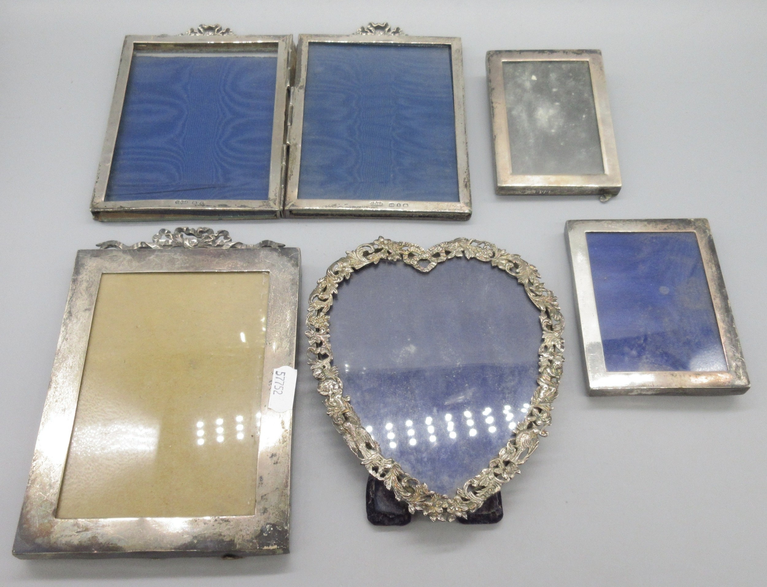 Late Victorian silver mounted, hinged double picture frame with ...
