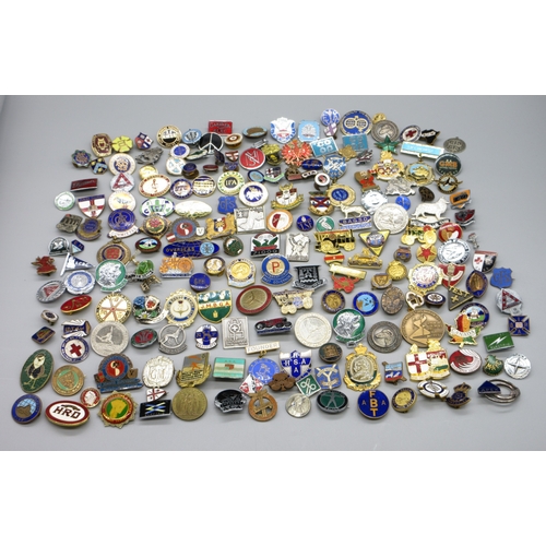 Assorted collection of pin badges to inc. The Dog Centre Founder, BA ...