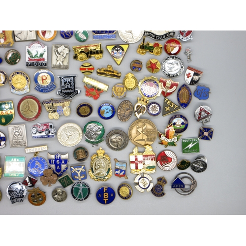 Assorted collection of pin badges to inc. The Dog Centre Founder, BA ...