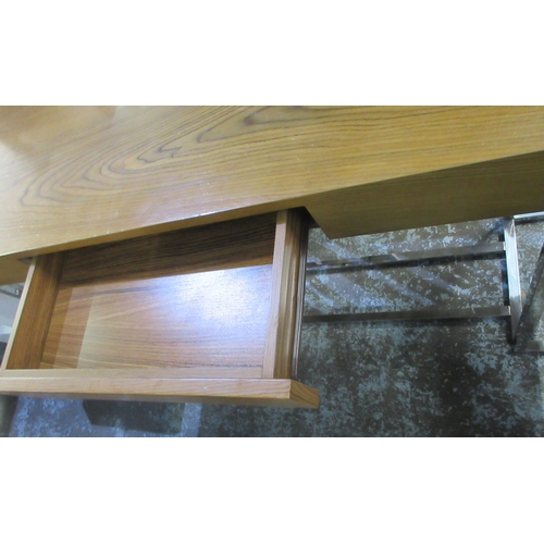 Art Deco style oak finish console table, with frieze drawer, on angular ...