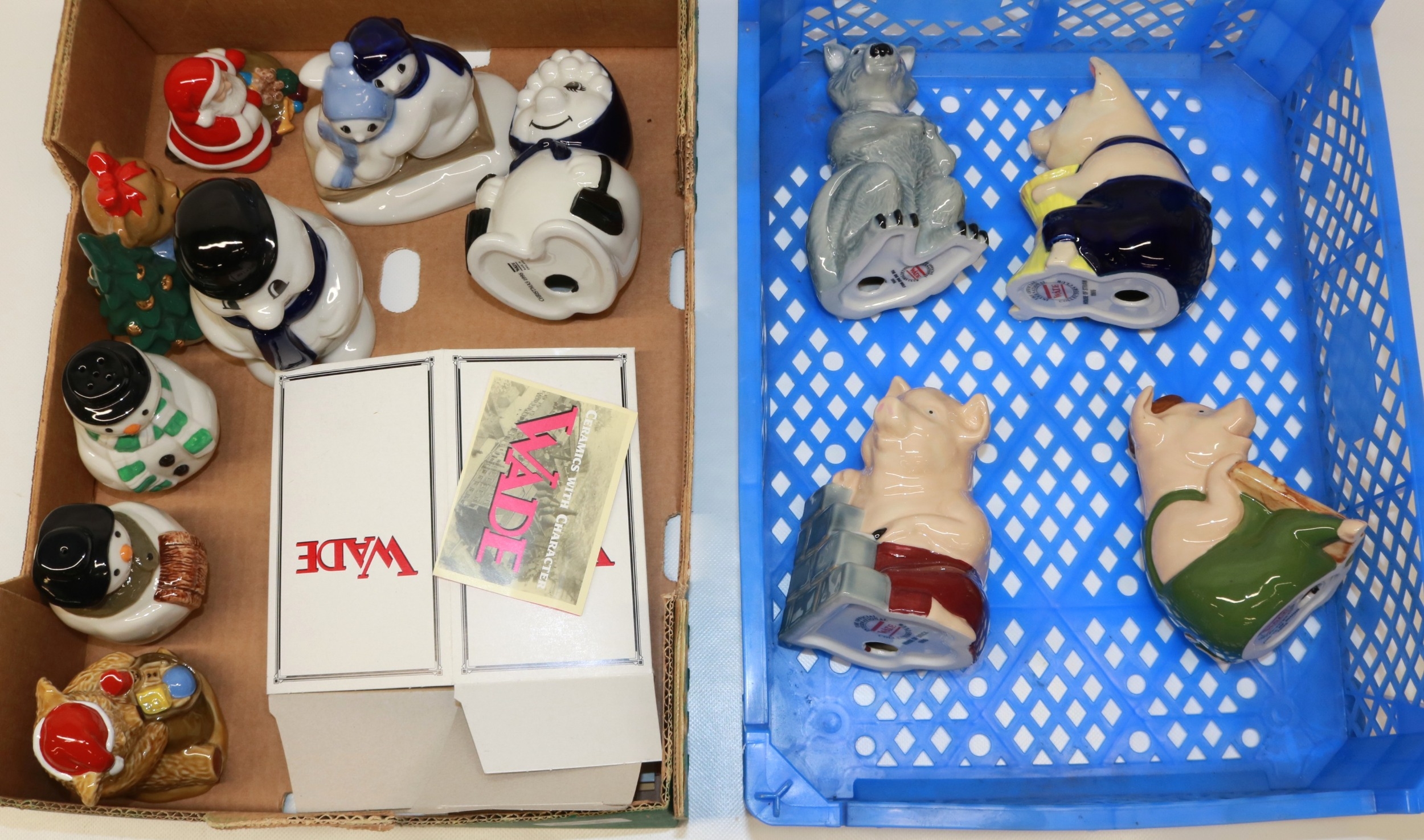 Collection of Wade Christmas figures inc. Snowman salt and pepper ...